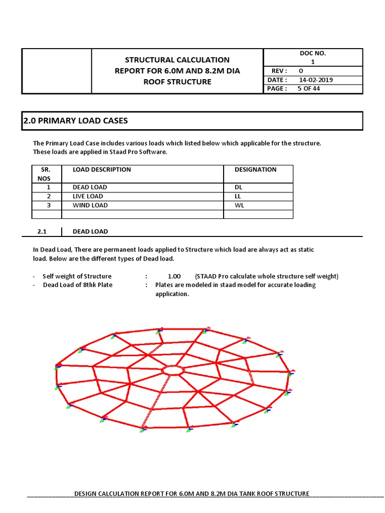 2.0 Primary Load Cases: Structural Calculation Report For 6.0M and 8.2M ...