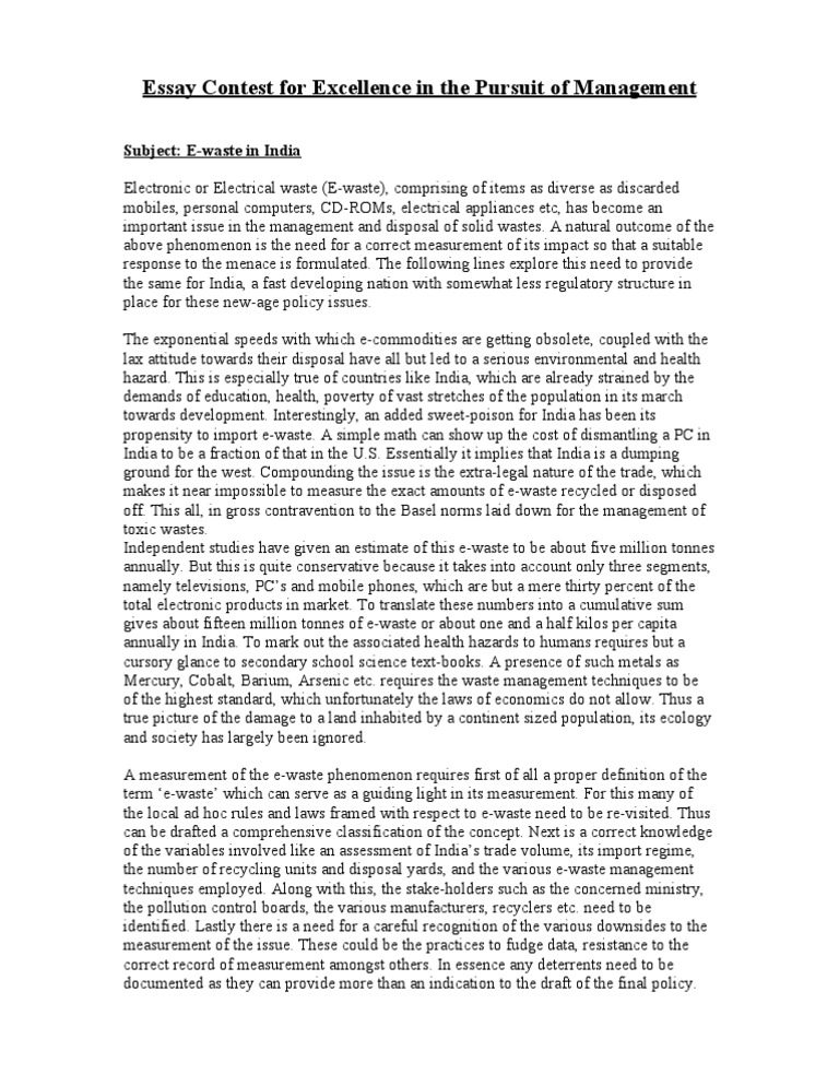 Essay: E-Waste in India | Download Free PDF | Electronic Waste | Pollution