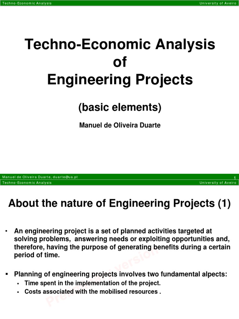 Techno-Economic Analysis of Engineering Projects: (Basic Elements ...