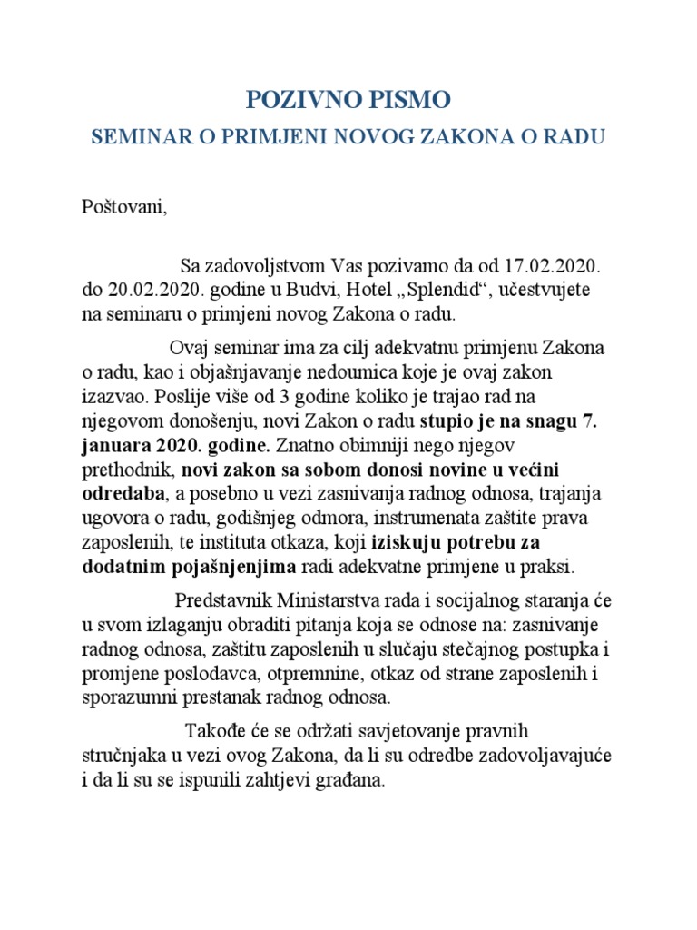 Pozivno Pismo 2 | PDF
