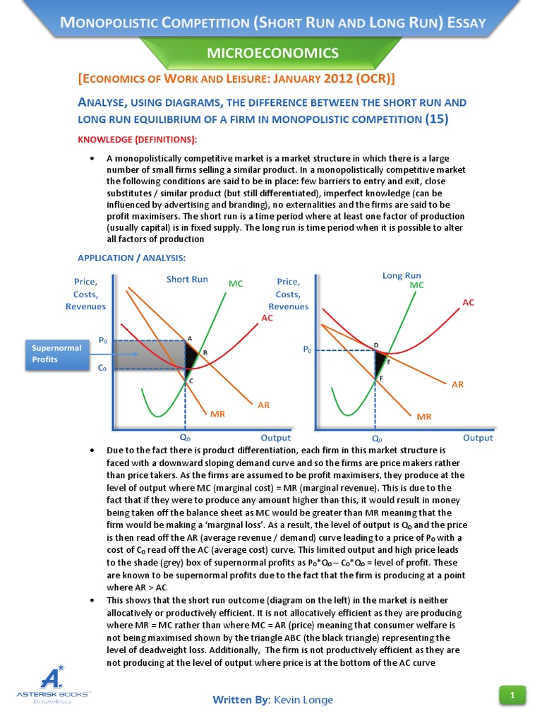 Monopolistic Competition: Short vs Long Run | PDF | Perfect Competition ...