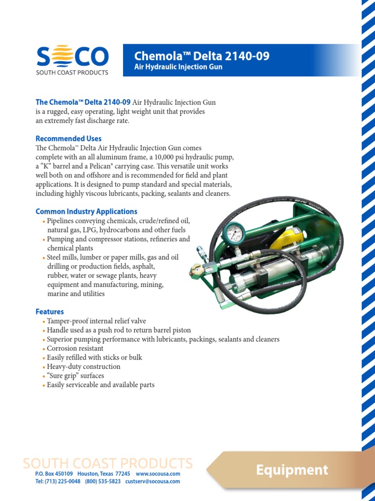 Catalogo - Chemola Delta Air Hydraulic Injection Gun 2140-09 | PDF