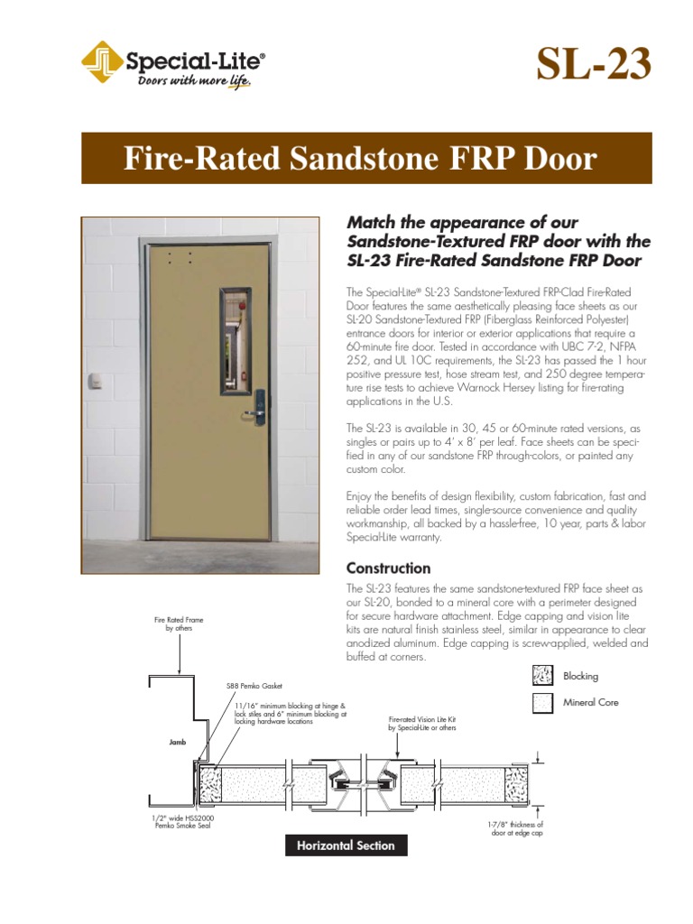 Fire Rated Sandstone FRP Door Brochure | PDF | Door | Fibre Reinforced ...