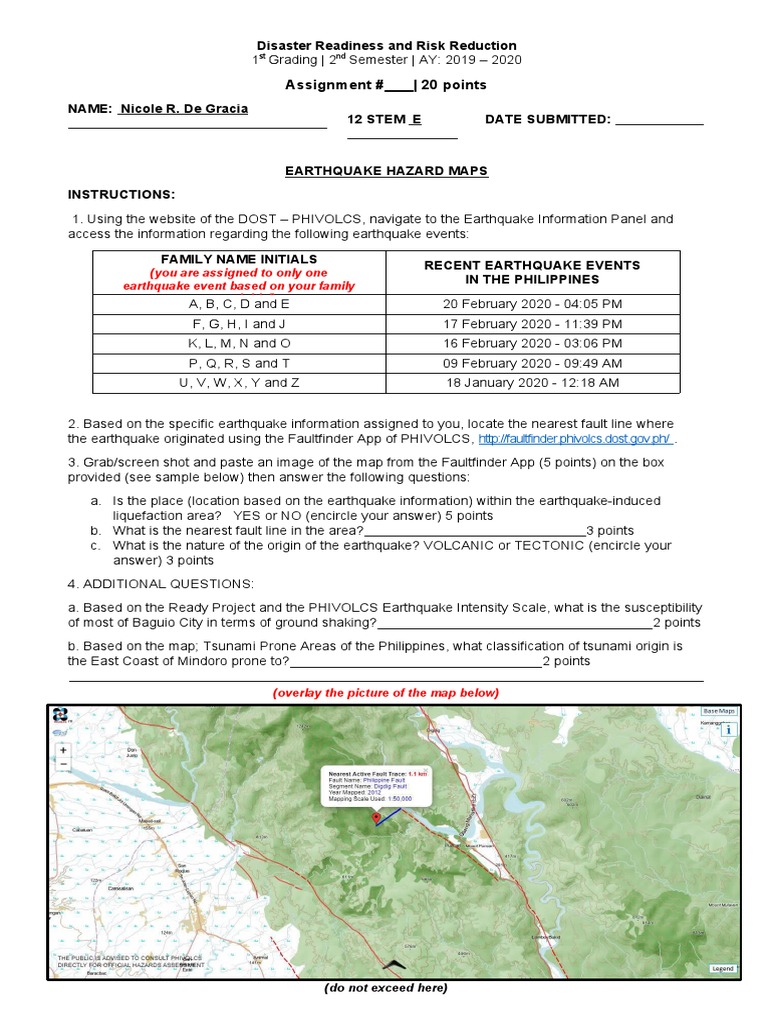 DRRR Assignment Earthquake Hazard Map | PDF | Earthquakes | Tsunami