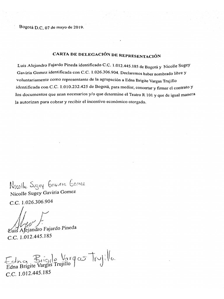 Carta Delegación de Representacion PDF | PDF