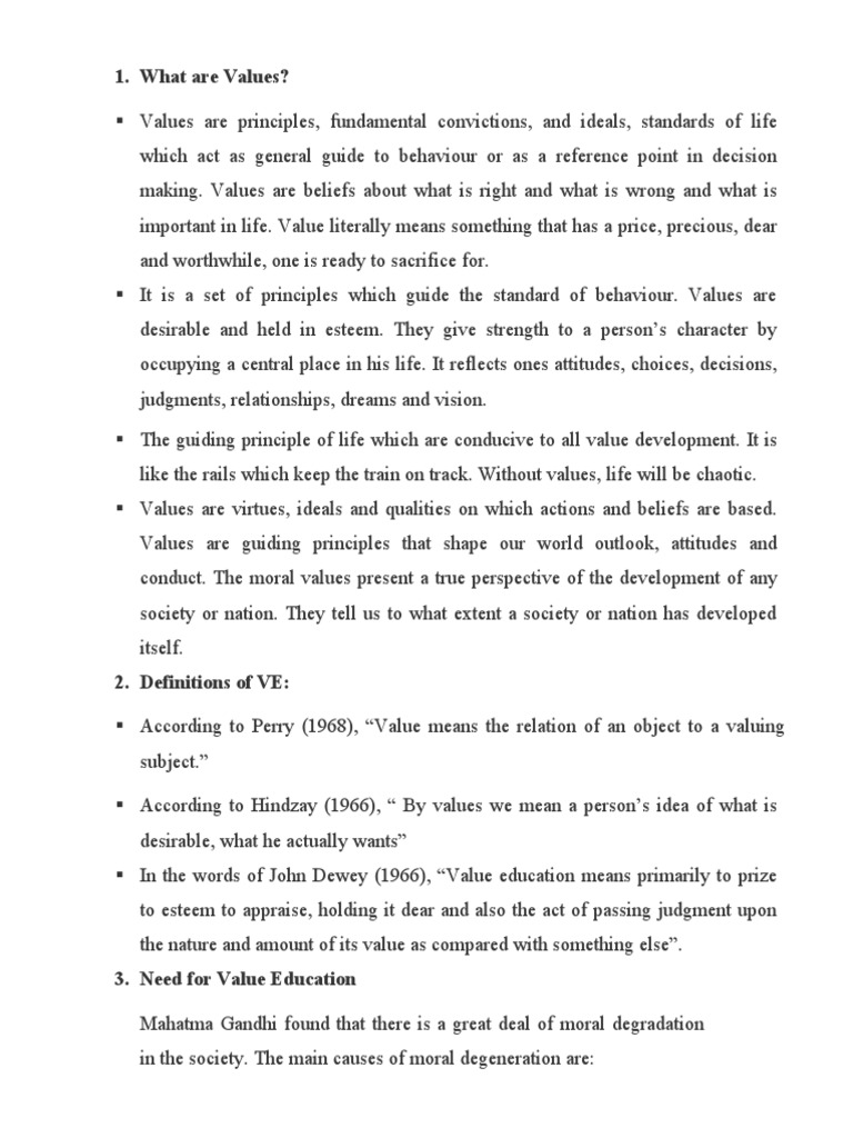 Study Material For Value Education | PDF | Value (Ethics) | Morality