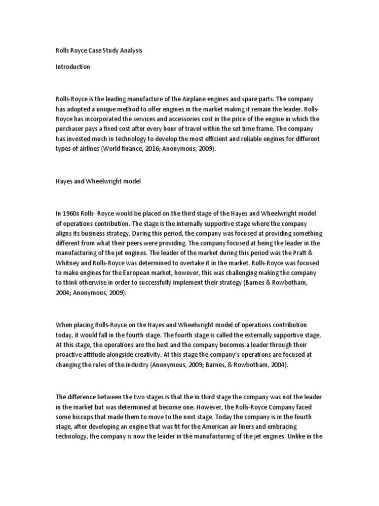 Rolls Royce Case Study Analysis | PDF | Airliner | Aviation