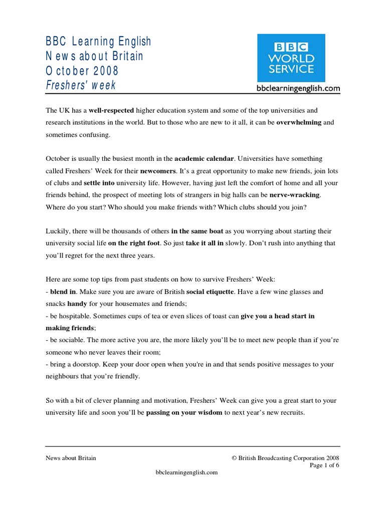 Classroom Materials - Freshers Week | PDF | Word Search | University
