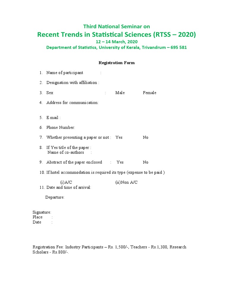 Registration Form RTSS 2020 | PDF