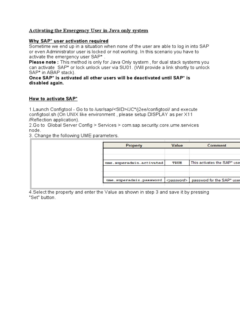 Activating The Emergency User in Java Only System | PDF