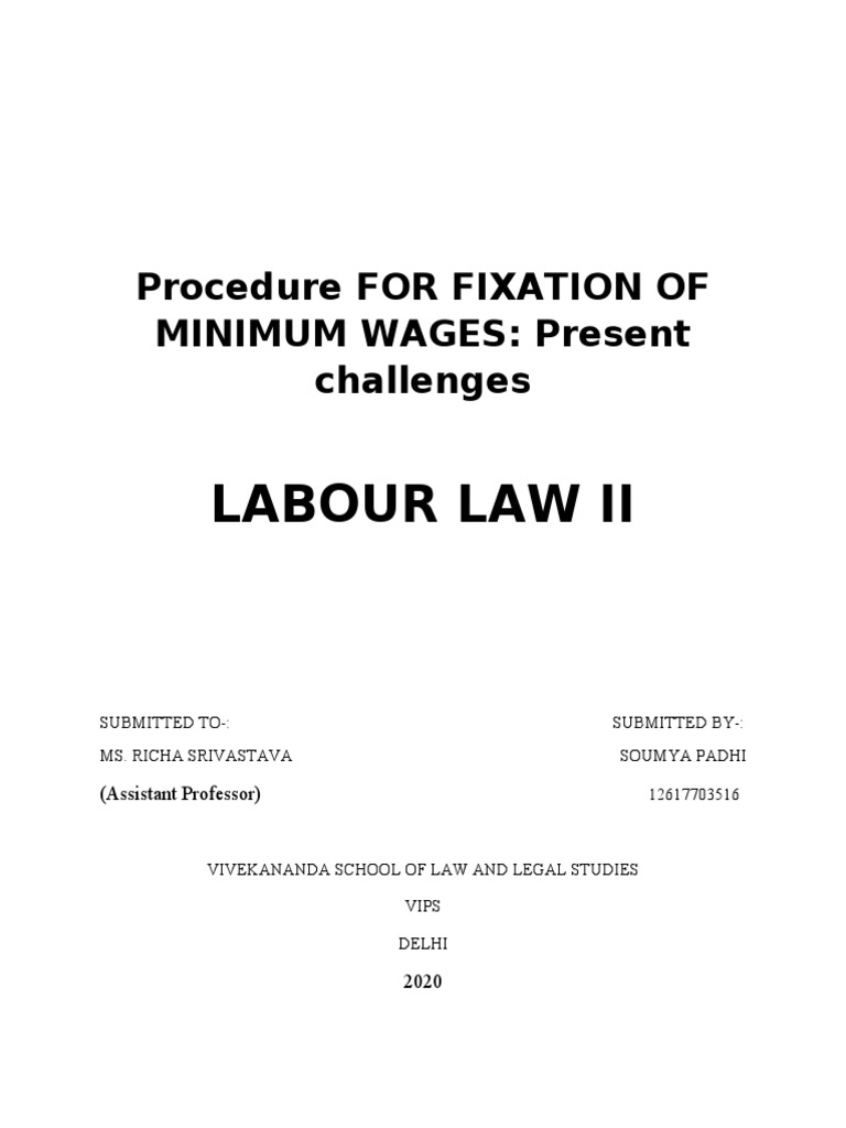 Minimum Wages Fixation Procedure in India | PDF | Minimum Wage | Living ...