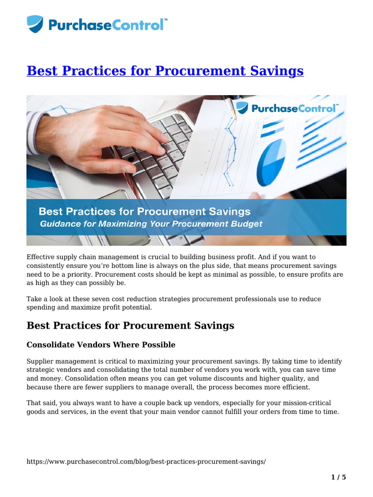 Best Practices For Procurement Savings | PDF | Procurement | Supply Chain