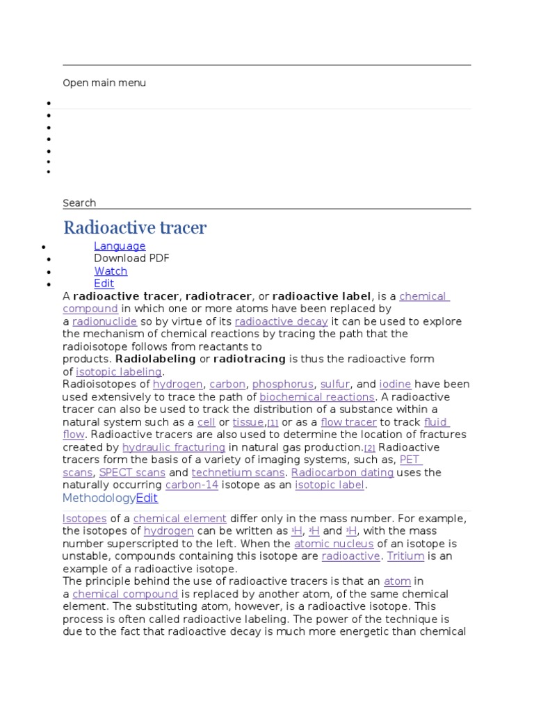 Radioactive Tracer | PDF | Radioactive Tracer | Radionuclide
