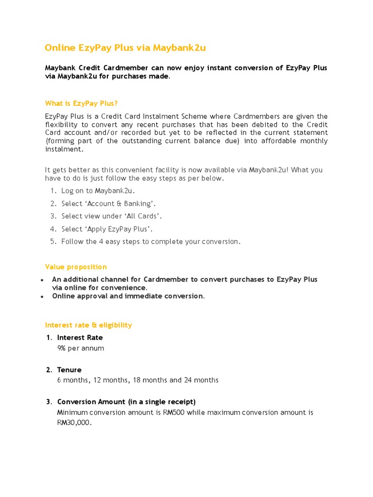 Apply EzyPay Plus via Maybank2u | PDF | Credit Card | Financial Transaction