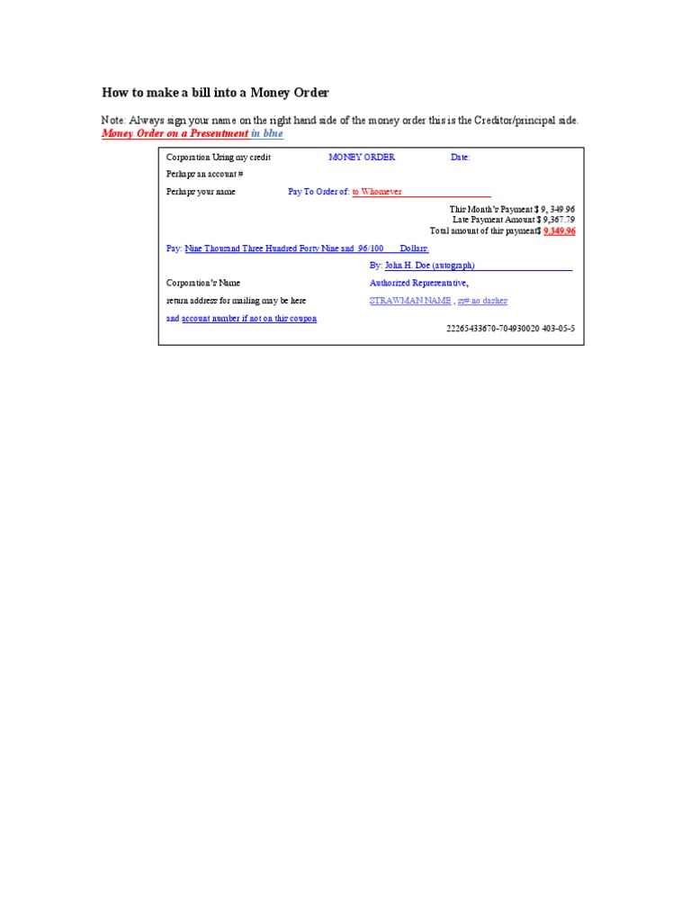 How To Make A Bill Into A Money Order | PDF