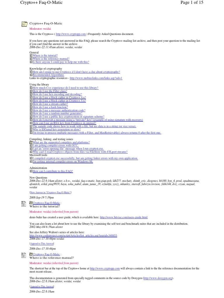 Crypto++ FAQ Guide | PDF | Cryptography | Cyberwarfare