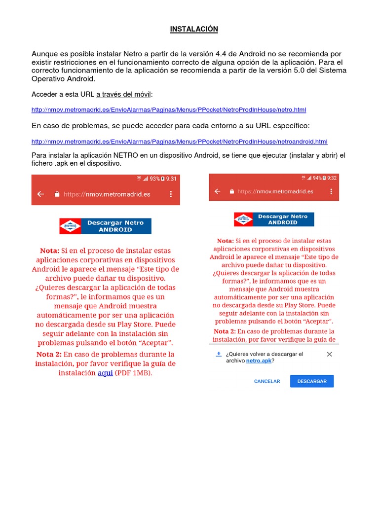Guia Instalacion Netro Android | PDF