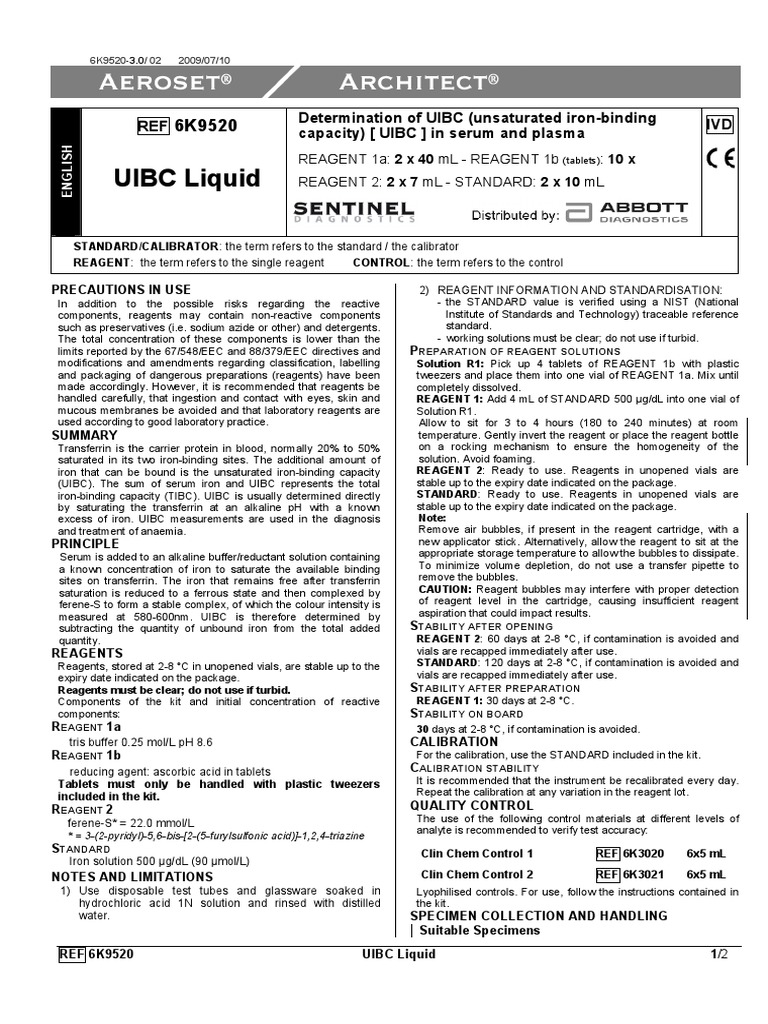 UIBC Liquid: REF Determination of UIBC (Unsaturated Iron-Binding ...