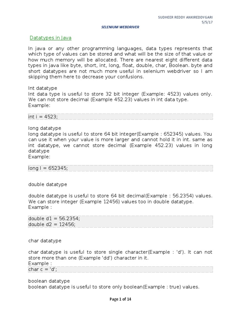 Day6 Selenium Web Driver Pdf Data Type Class Computer Programming 0826