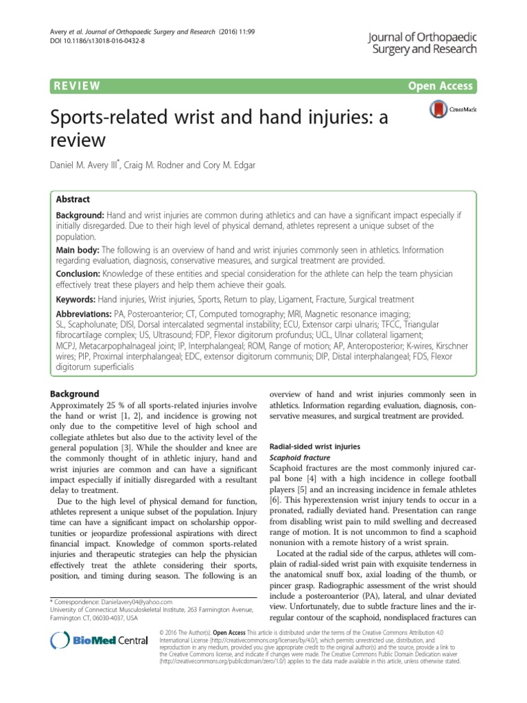 Sports-Related Wrist and Hand Injuries: A Review | PDF | Finger | Joints