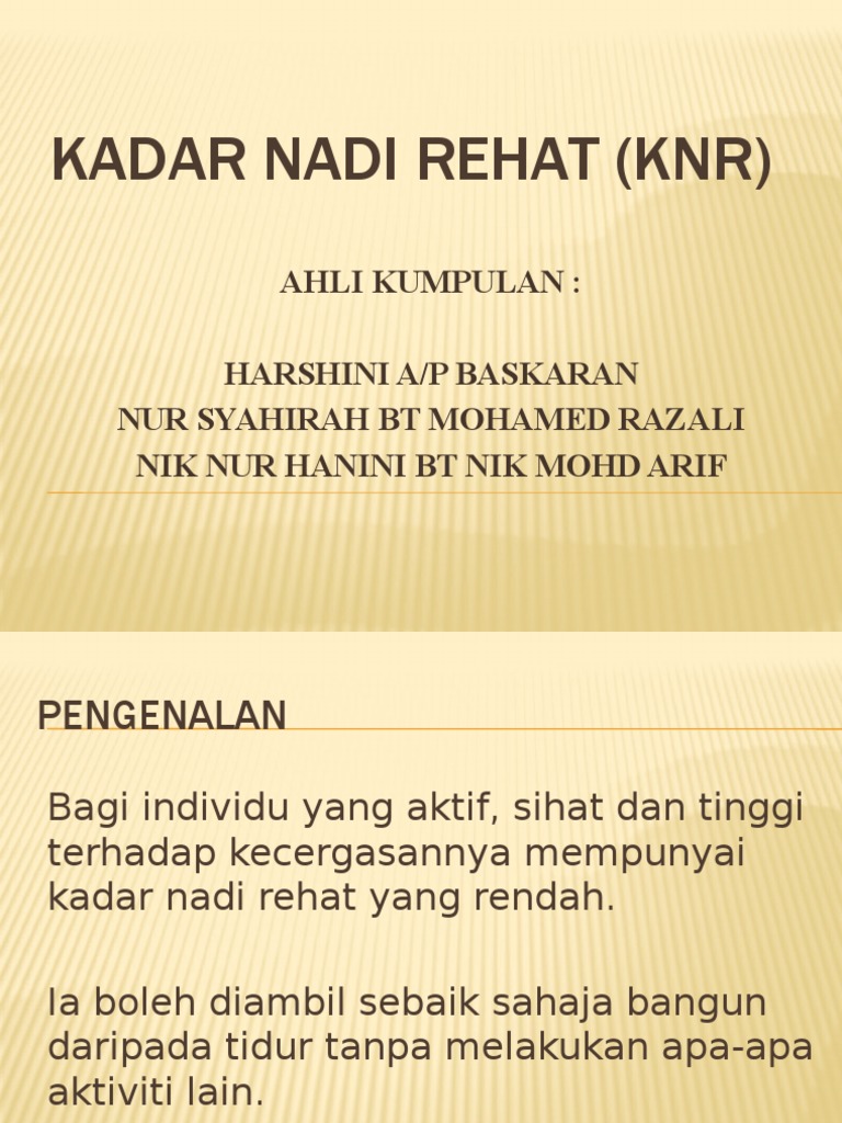Kadar Nadi Rehat (KNR) | PDF