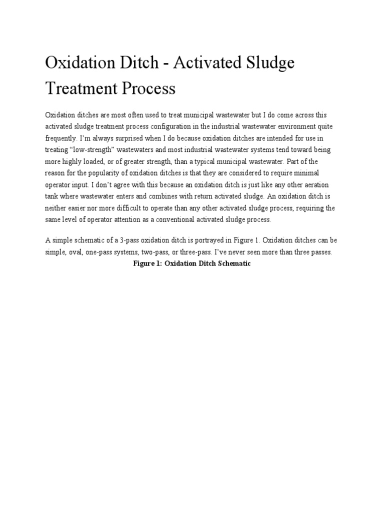 Oxidation Ditch - Activated Sludge Treatment Process | PDF | Sewage ...