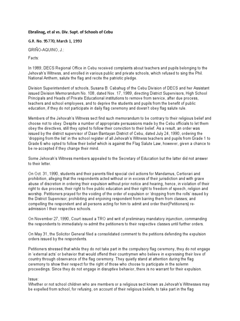 Religious Freedom vs Compulsory Flag Ceremony Participation: The Case ...