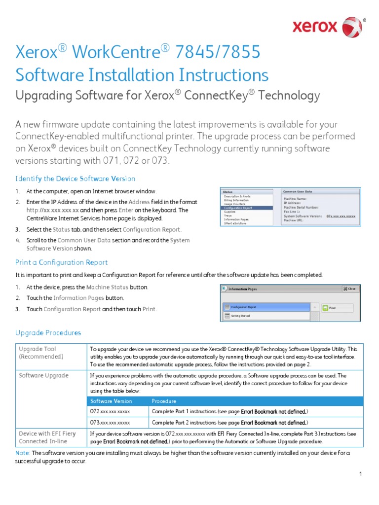 Xerox Workcentre 7845/7855 Software Installation Instructions | PDF ...