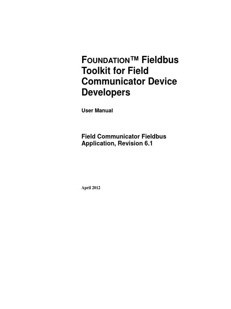 F ™ Fieldbus Toolkit For Field Communicator Device Developers | PDF ...