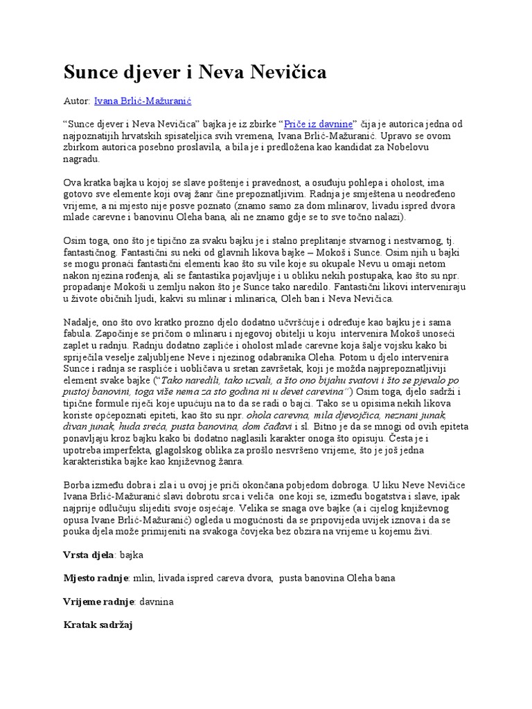 Sunce Djever I Neva Nevičica | PDF