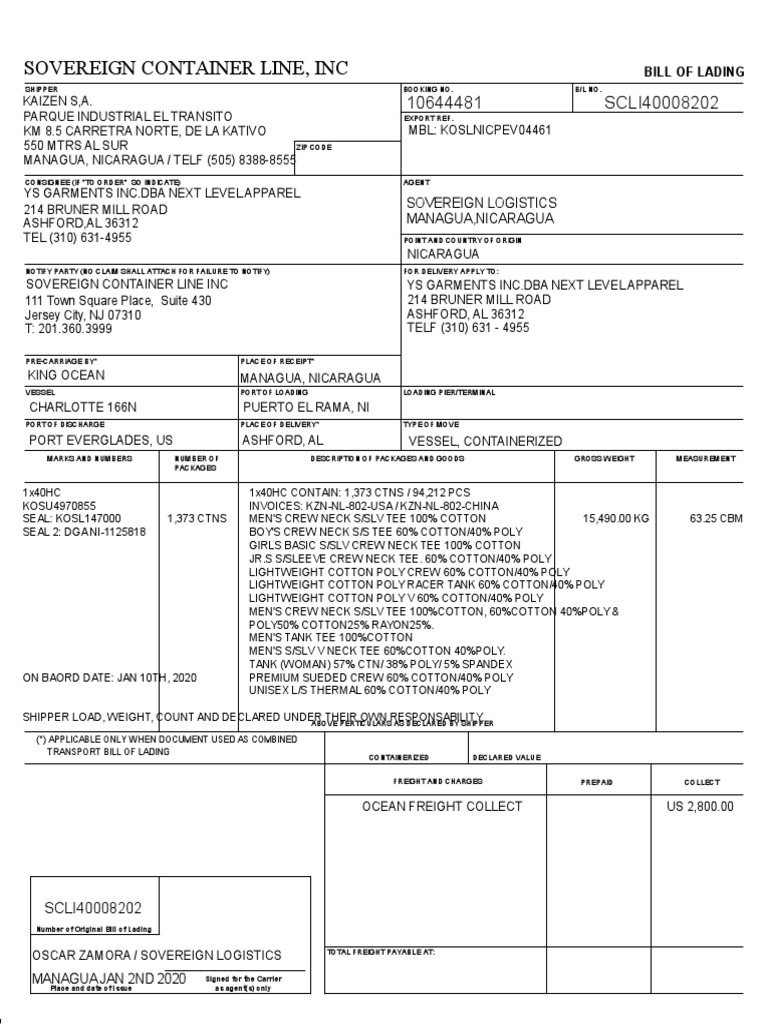 Sovereign Container Line, Inc: 10644481 SCLI40008202 | Download Free ...