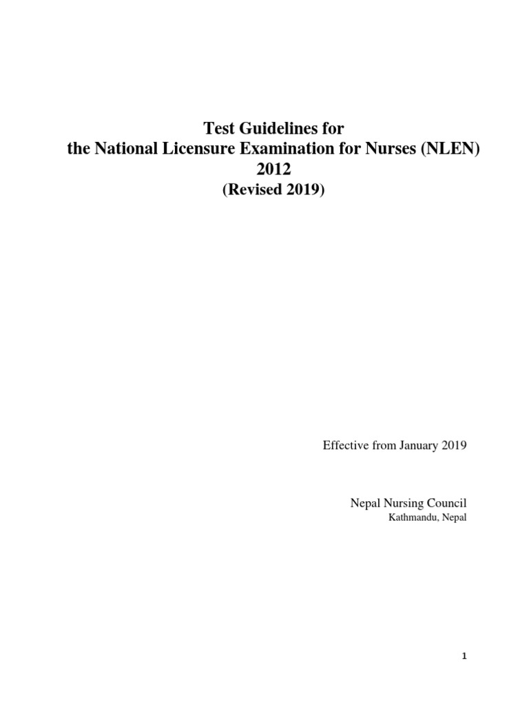 Test Guidelines For The National Licensure Examination For Nurses (NLEN ...