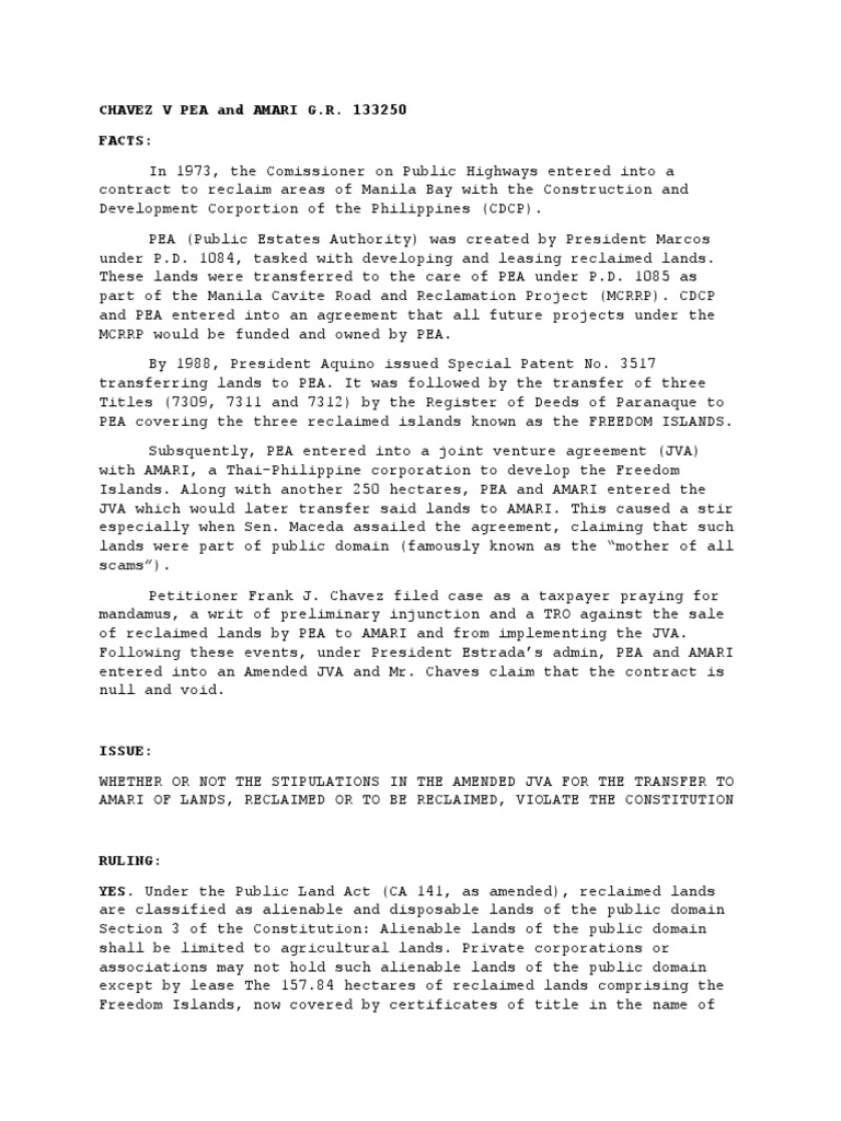42 - CHAVEZ V PEA and AMARI | PDF | Constitution | Constitutional Law
