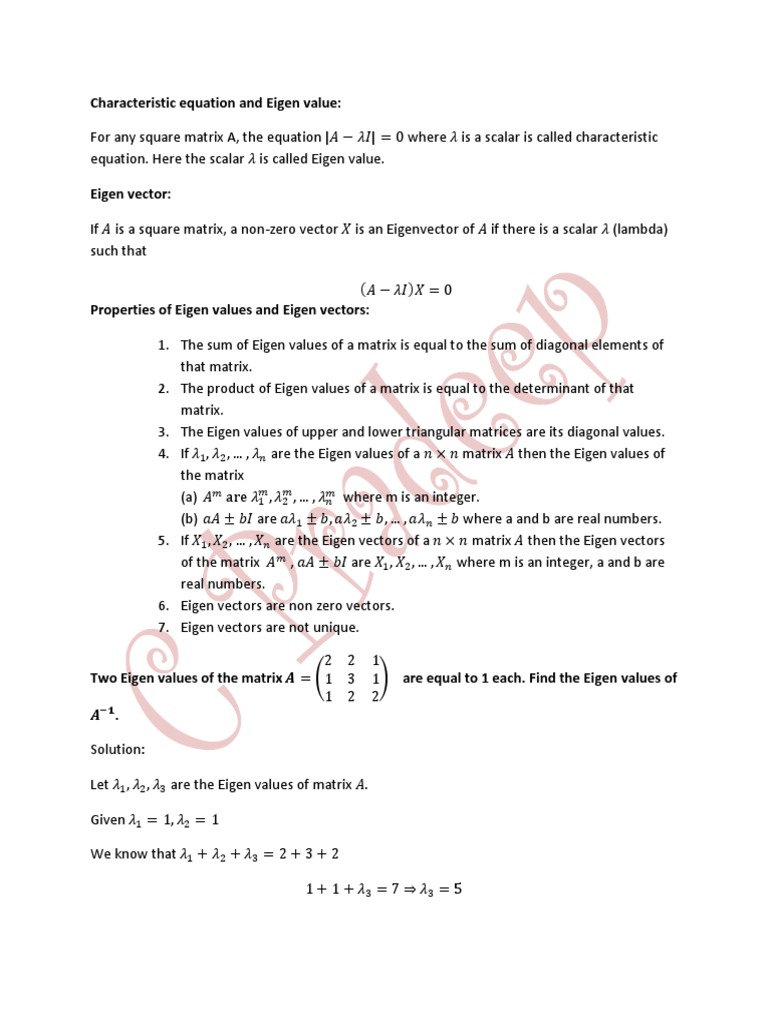 Matrices PDF | PDF | Eigenvalues And Eigenvectors | Matrix (Mathematics)