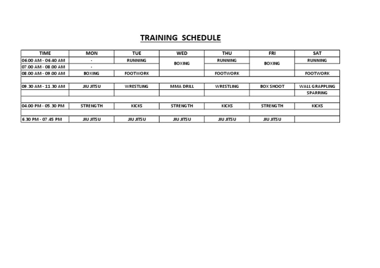 Weekly Training Schedule Overview | PDF