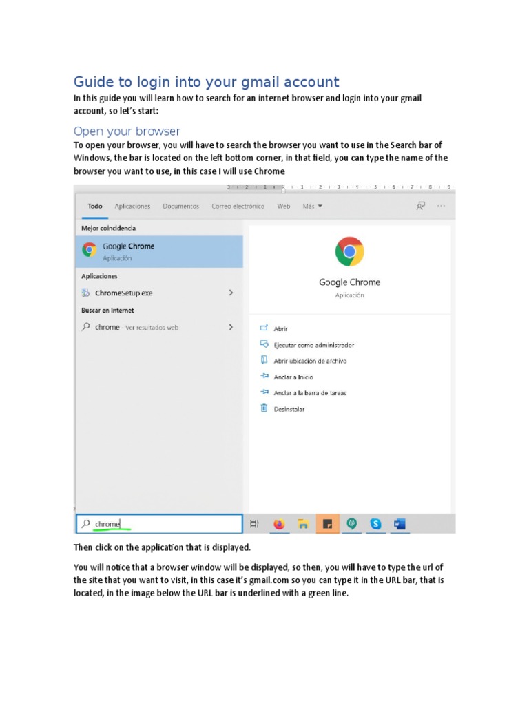 Guide To Login Into Your Gmail Account | PDF