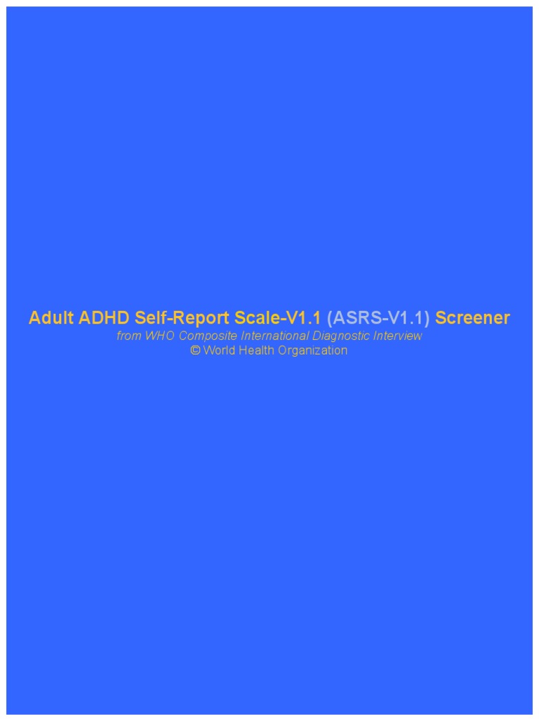 6question ADHD ASRS v1 1 PDF | PDF | Adult Attention Deficit ...