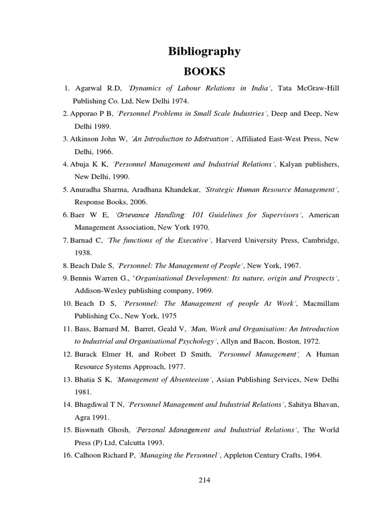 Bibliography: Books | PDF | Human Resource Management | Industrial And ...