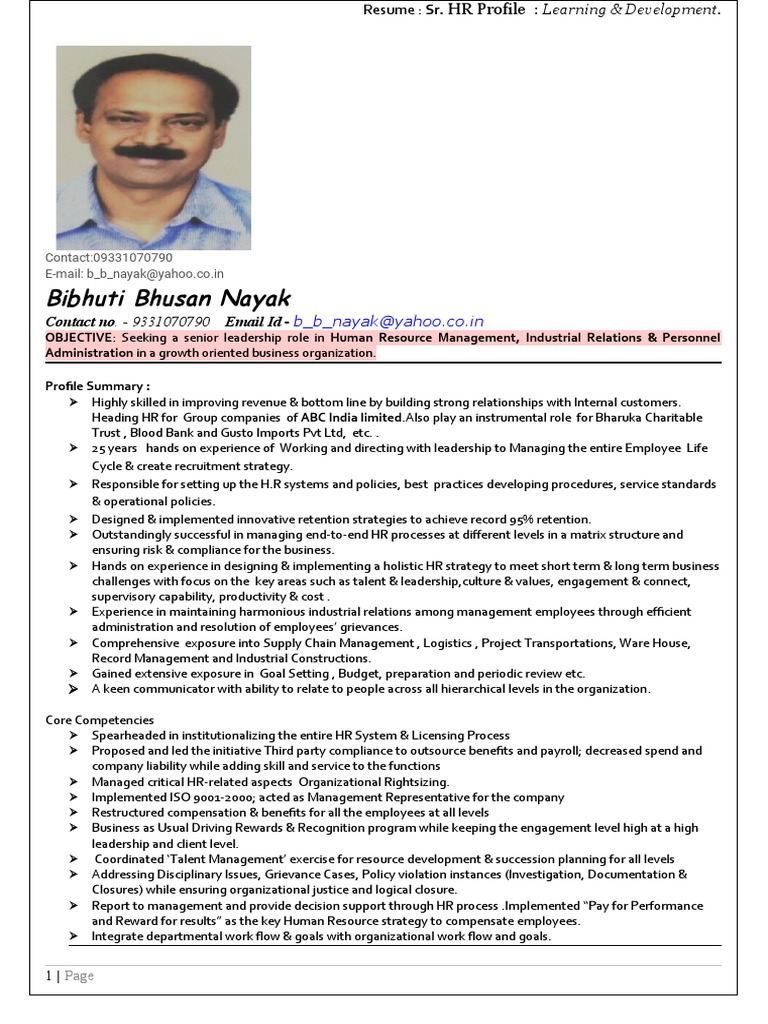 Bibhuti Bhusan Nayak: Contact No. - 9331070790 Email Id | PDF | Human Resources | Human Resource ...