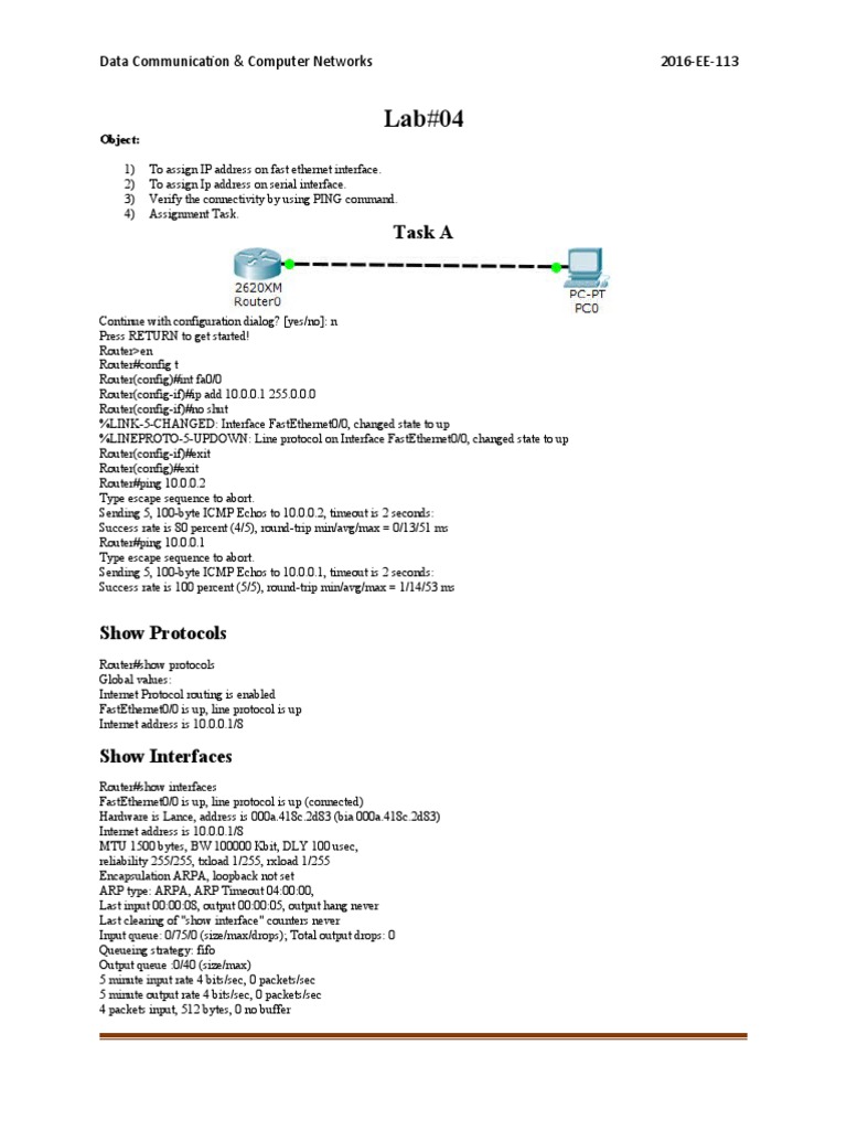 DCCN Lab4 | PDF | Router (Computing) | Internet Protocols