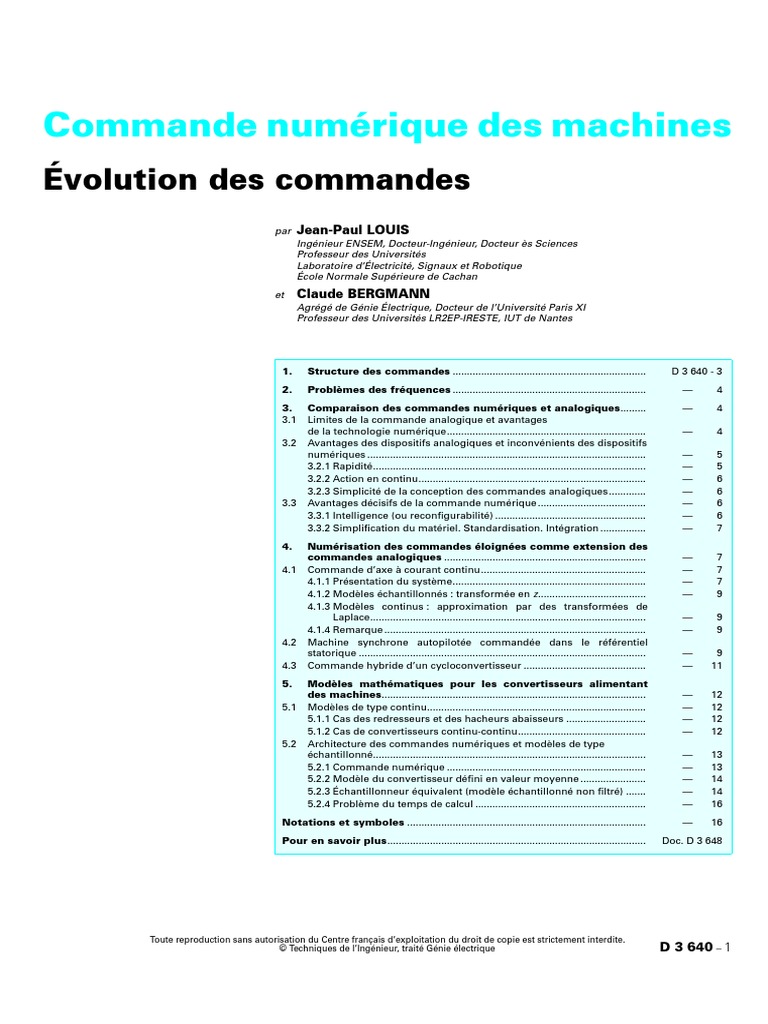 Commande Numérique Des Machines | PDF | Données numériques | Automatisation
