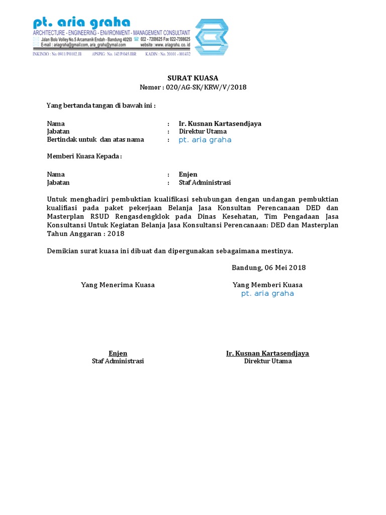 Contoh Surat Kuasa | PDF
