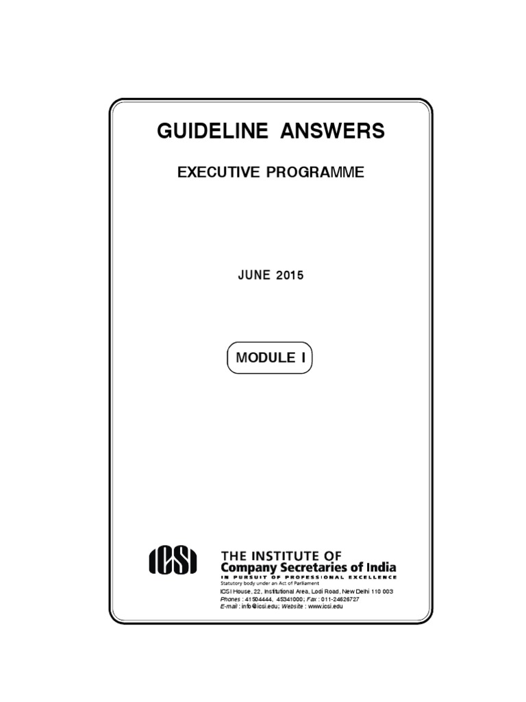 Guideline Answers: Executive Programme | PDF | Corporations | Financial ...