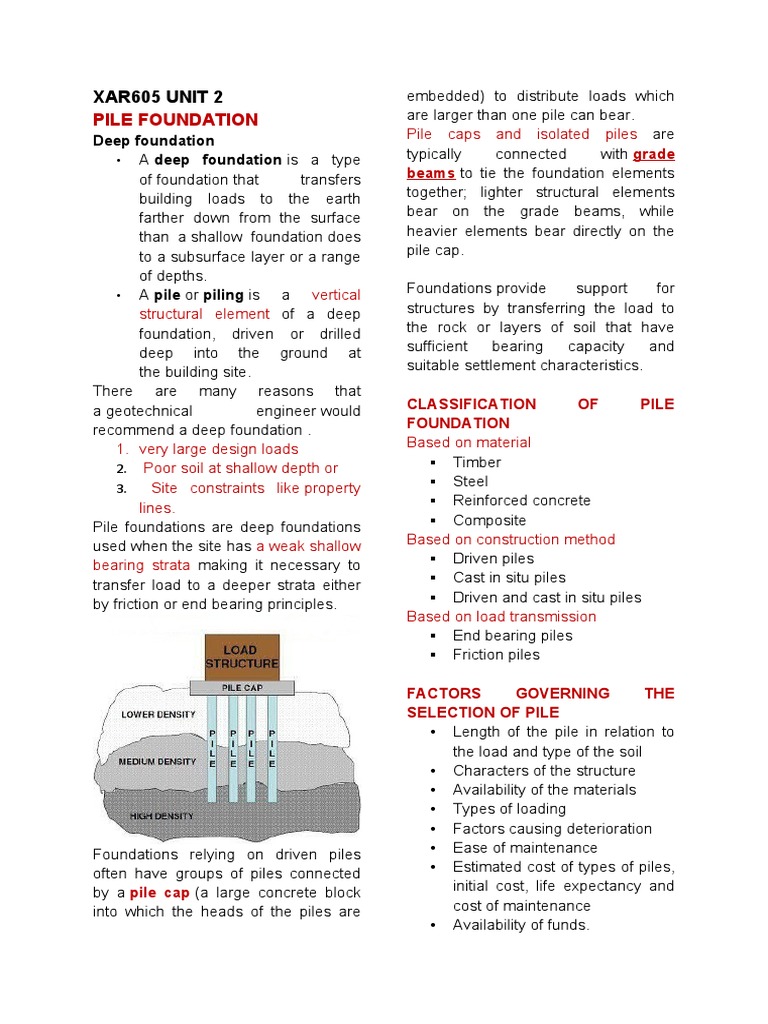 Pile Foundation Notes | PDF | Deep Foundation | Foundation (Engineering)
