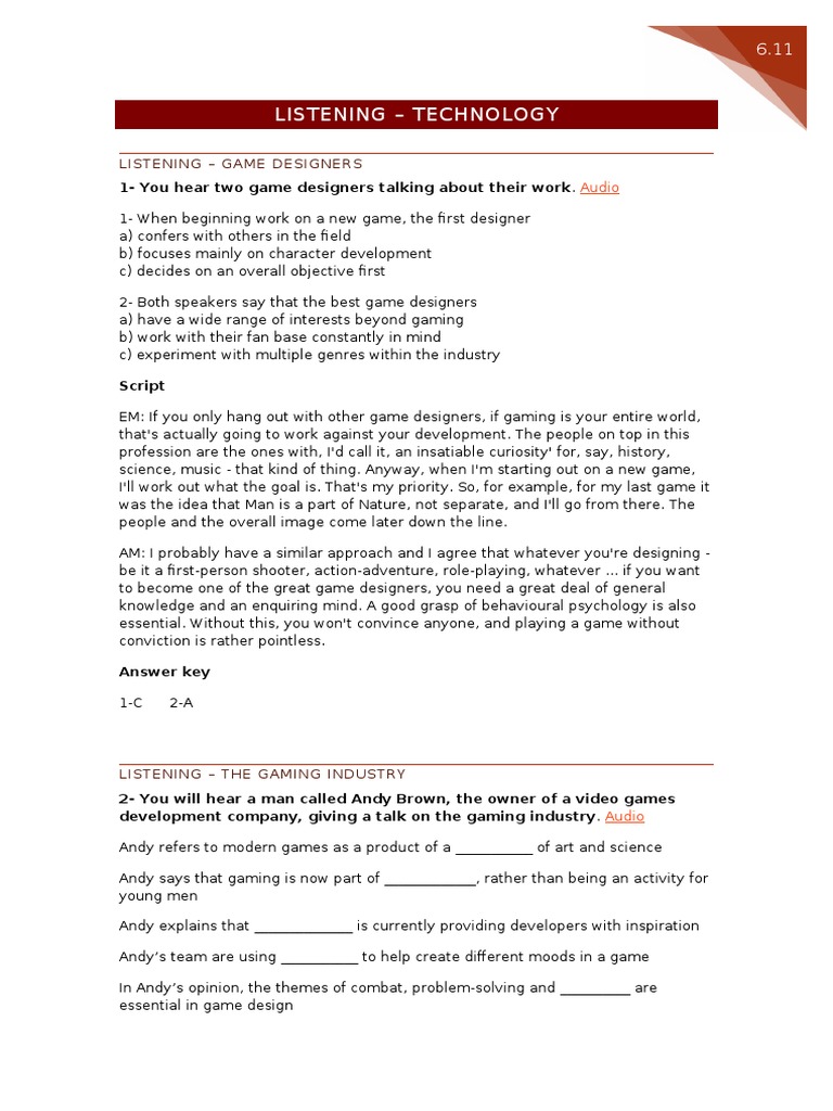 C1 - Listening Unit 11 - Technology | PDF | Video Games | Social ...