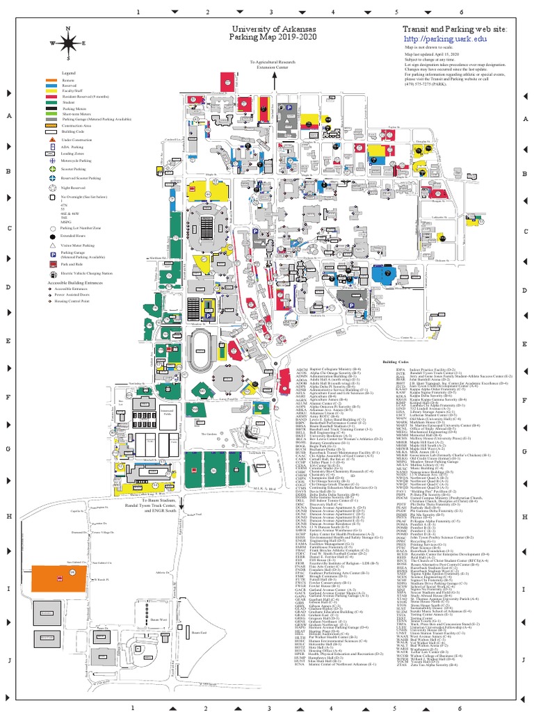 Transit and Parking Web Site: University of Arkansas Parking Map 2019 ...