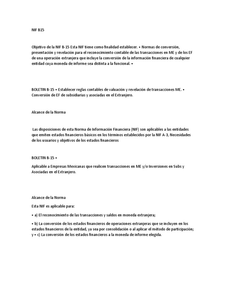 NIF b15 EXPLICACION | PDF