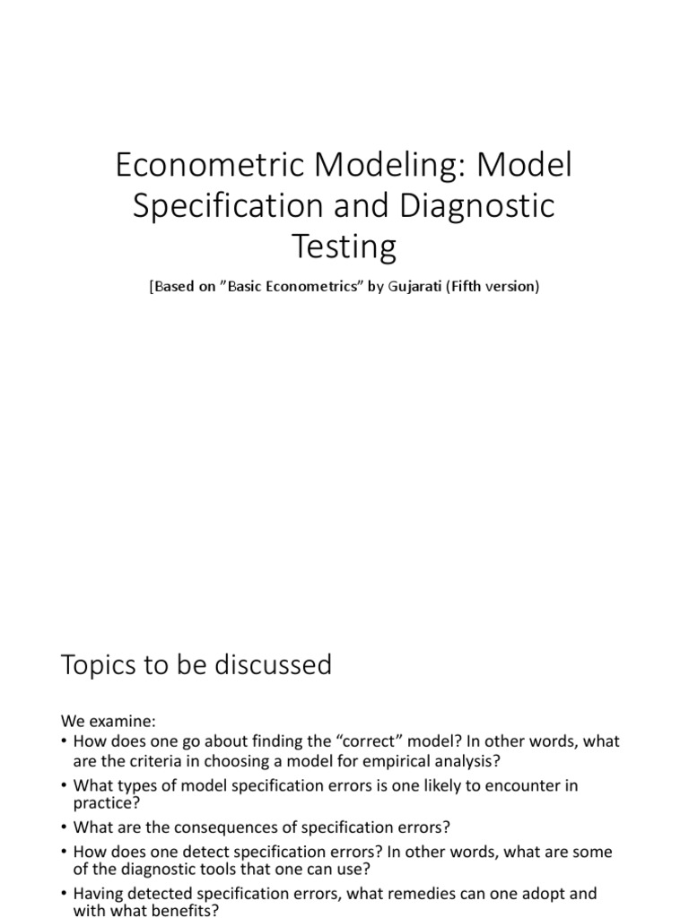 Econometric Modeling: Model Specification and Diagnostic Testing | PDF ...