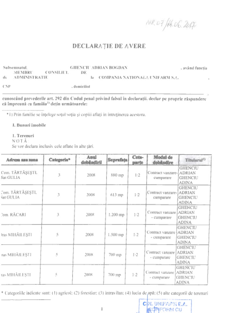 Declaratie Avere Ghenciu Adrian | PDF
