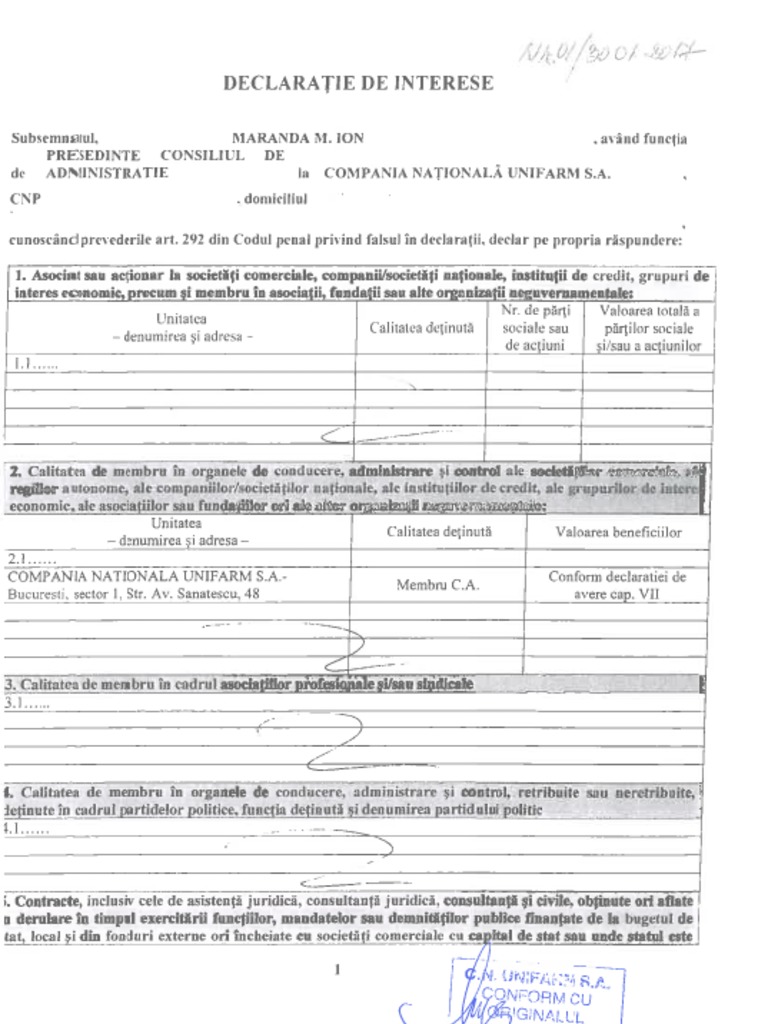 Declaratie Interese Maranda Ion | PDF